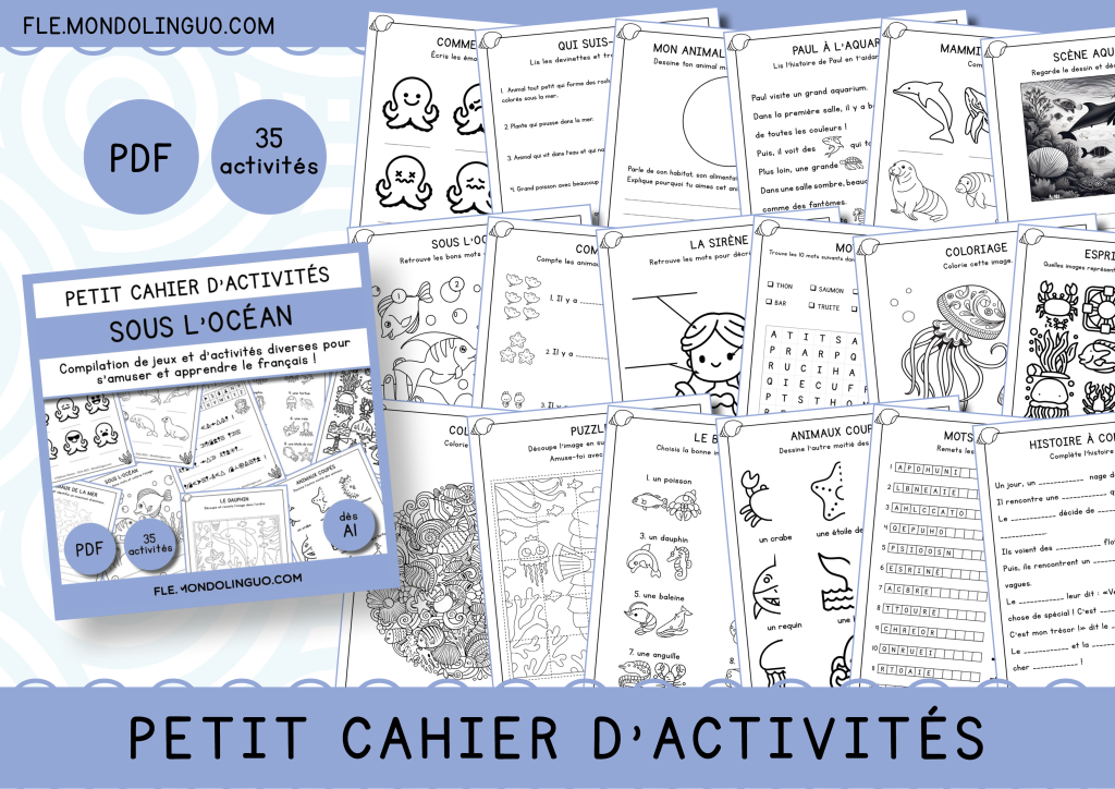 Mon petit cahier d'activité : sous l'océan - Mondolinguo - Français