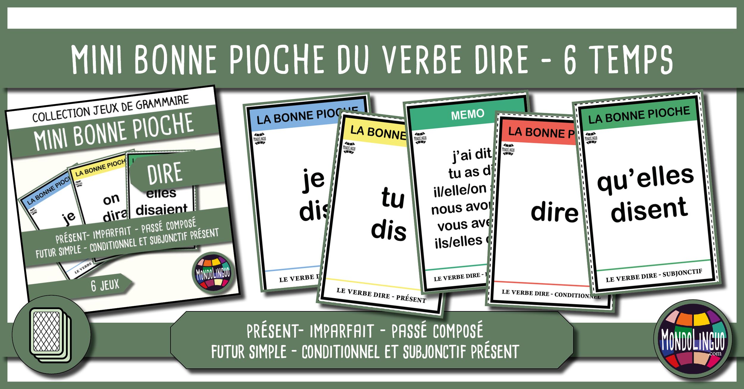 Jeux de cartes FLE : Bonne Pioche sur le verbe dire - Mondolinguo ...