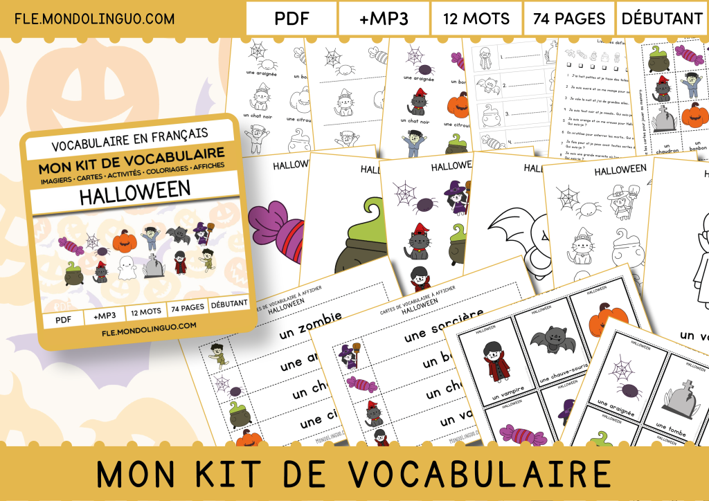 Mon kit de vocabulaire : Halloween - PDF + MP3 - Mondolinguo - Français