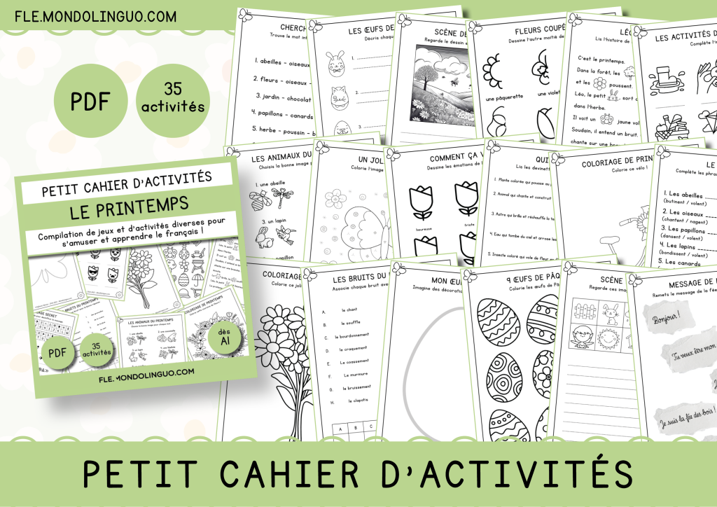 Mon petit cahier d'activité : le printemps - Mondolinguo - Français