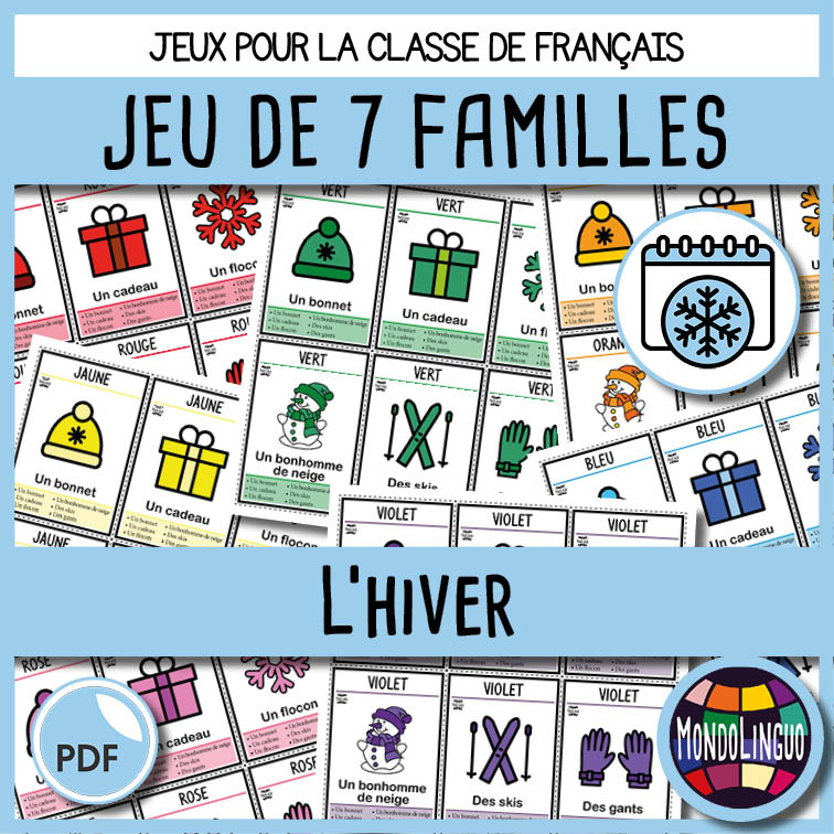 Jeu de cartes FLE : 7 familles sur les couleurs et l'hiver ...