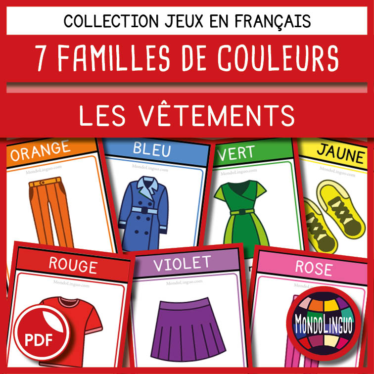 Jeu de cartes FLE : 7 familles sur les couleurs et les vêtements ...