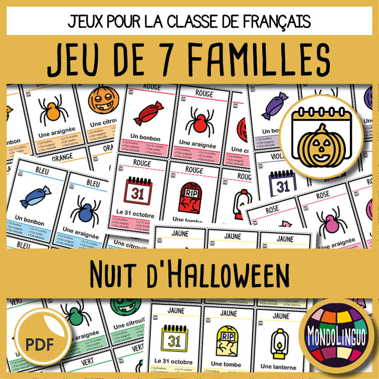 Jeu de cartes FLE : 7 familles sur les couleurs et la nuit d'Halloween ...