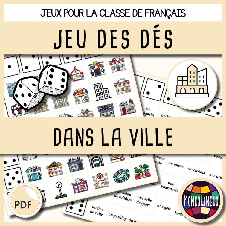 Jeu de plateau FLE : Jeu des Dés sur les lieux dans la ville ...