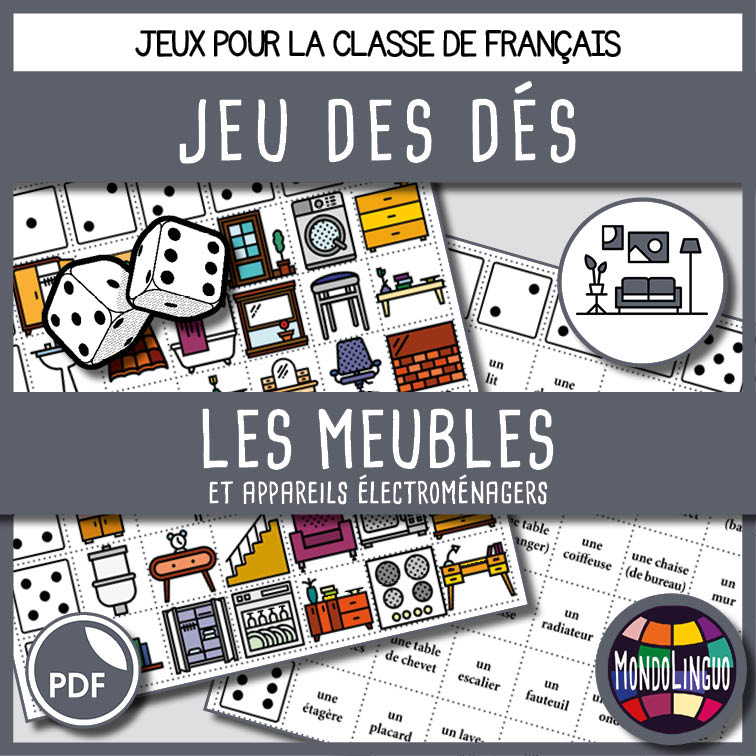 Jeu de plateau FLE : Jeu des Dés sur les meubles de la maison ...