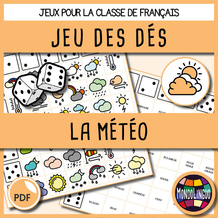Jeu de plateau FLE : Jeu des Dés sur la météo - Mondolinguo - Français