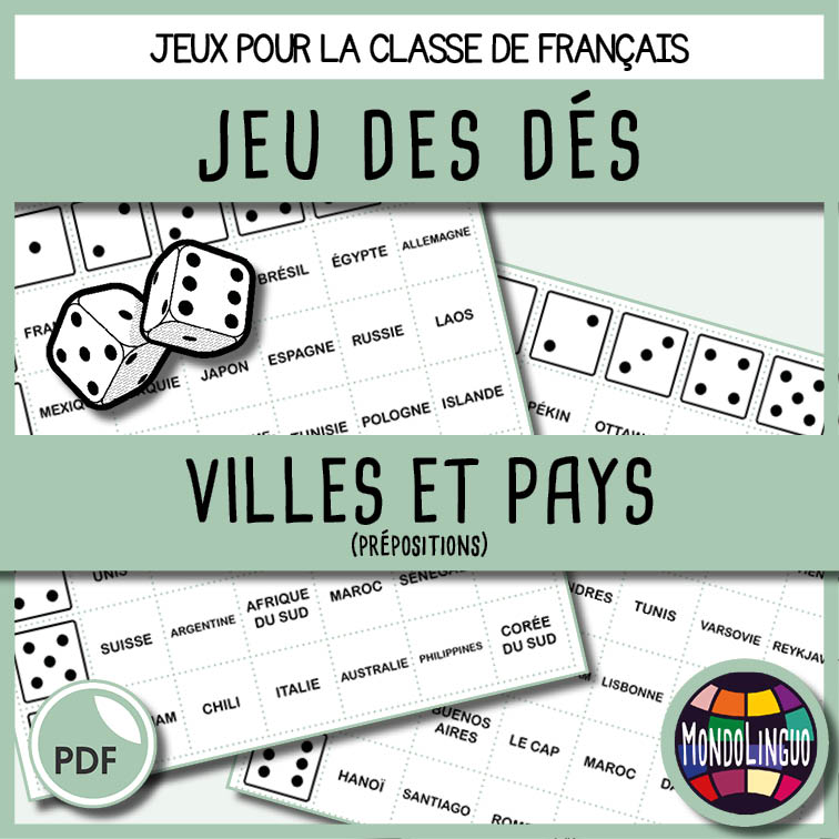 Jeu de plateau FLE : Jeu des Dés sur les villes et les pays ...