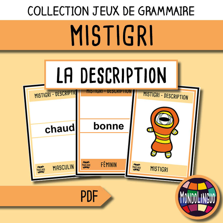 Jeu de cartes FLE : Mistigri des adjectifs de description - Masculin et ...