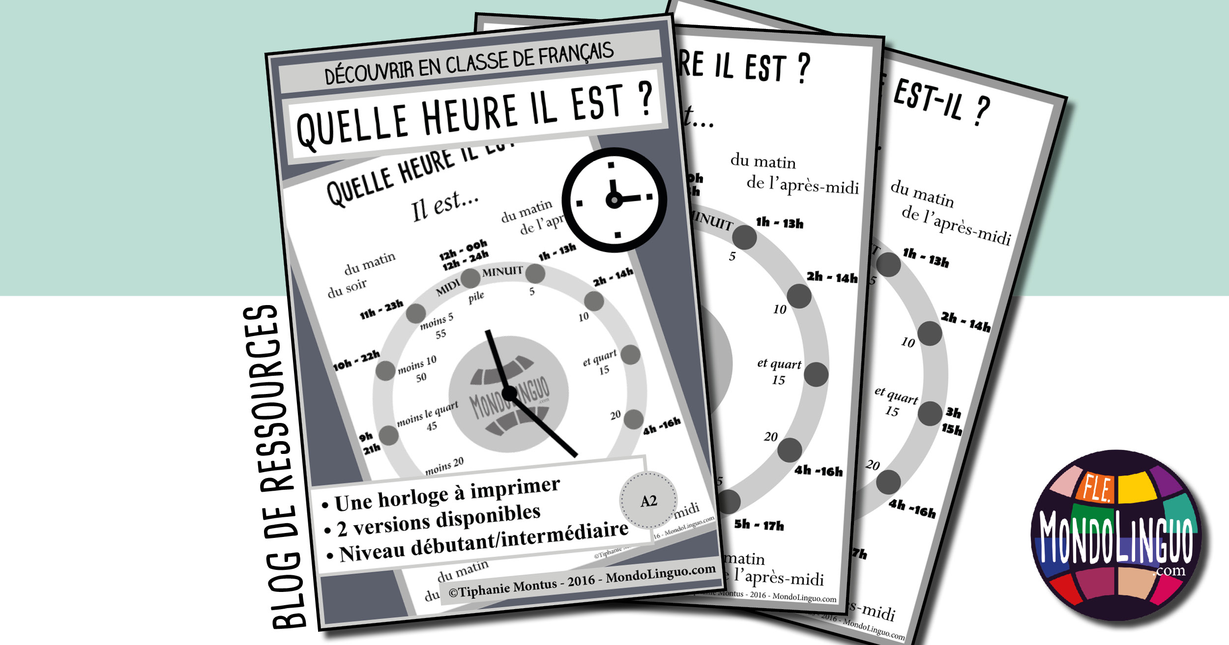 Vocabulaire pour la classe de FLE : quelle heure il est ? - Mondolinguo ...